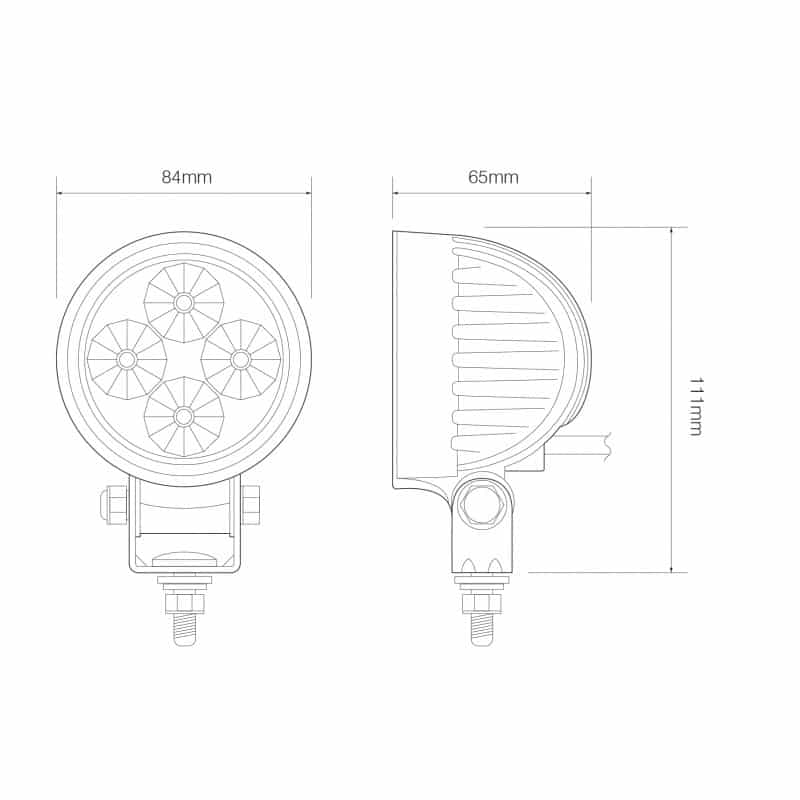 LED Hi Output Round Work Lamp 12/24V - Thompsons E Parts