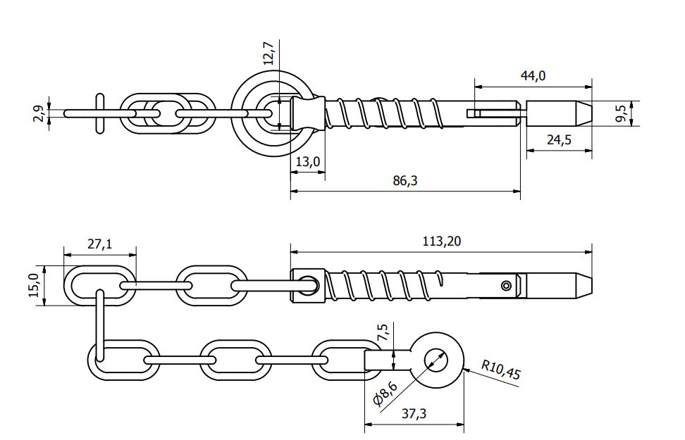 1055/2054 Sword Pin. - Thompsons E Parts