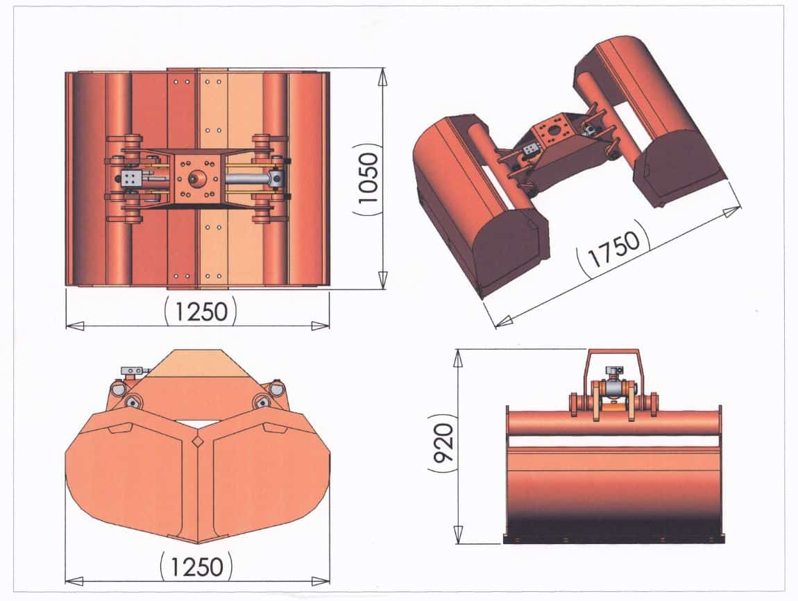 Ritespec 500lt Clamshell Grab Bucket Kit with Rotator