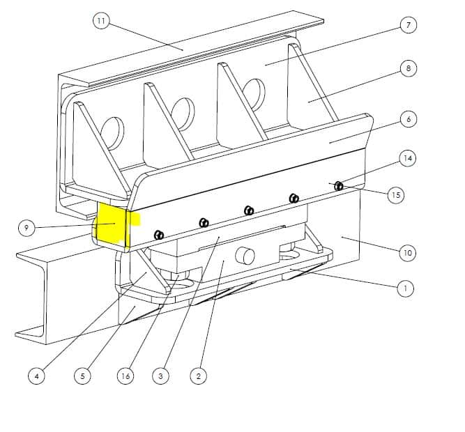 Keruing Wood Body Packer for Load-Cell. 800x50x70mm - Thompsons E Parts
