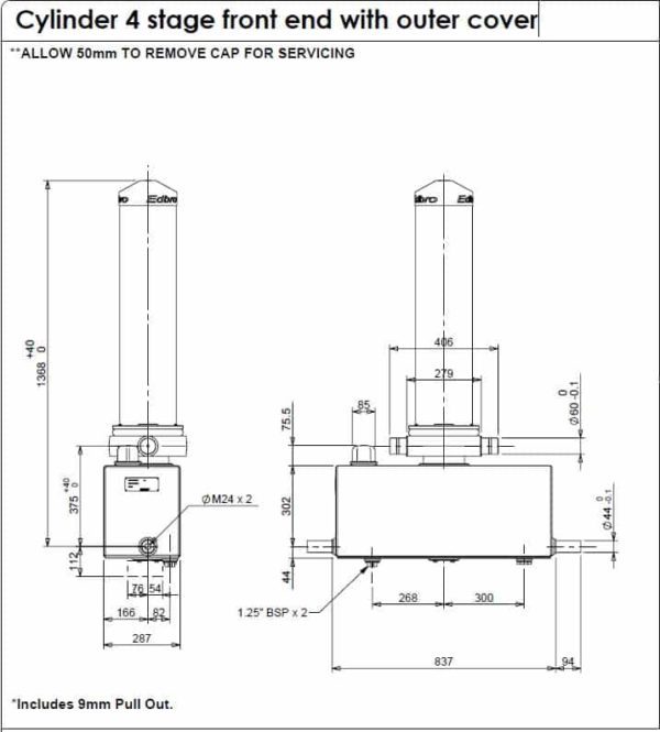 Edbro CX13 Cylinder 4 stage F/E Combined Ram & Tank - Thompsons E Parts