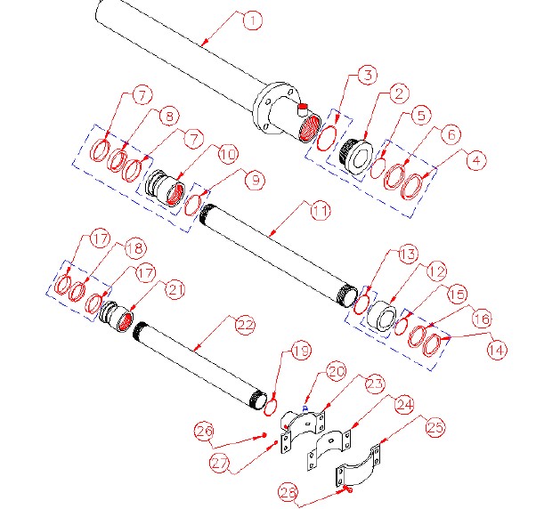 Harsh H80 Tipper Ram Seal Kit - Thompsons E Parts