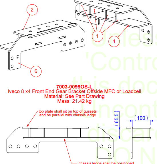 Thompsons Ram Front Lower Load-Cell Bracket Iveco O/S - Thompsons E Parts