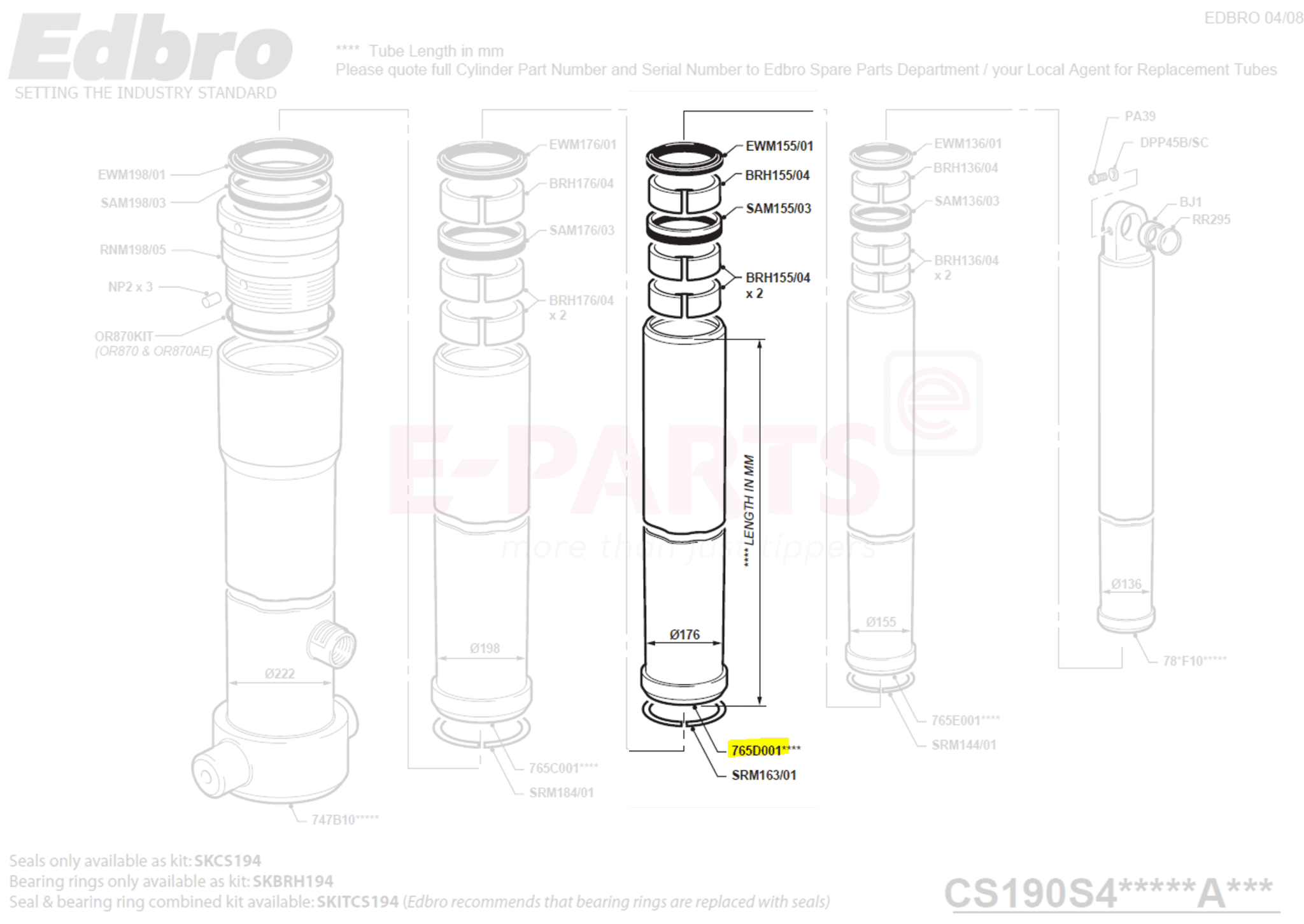 Edbro CS19 2nd stage of ram only 765D001 - Thompsons E Parts