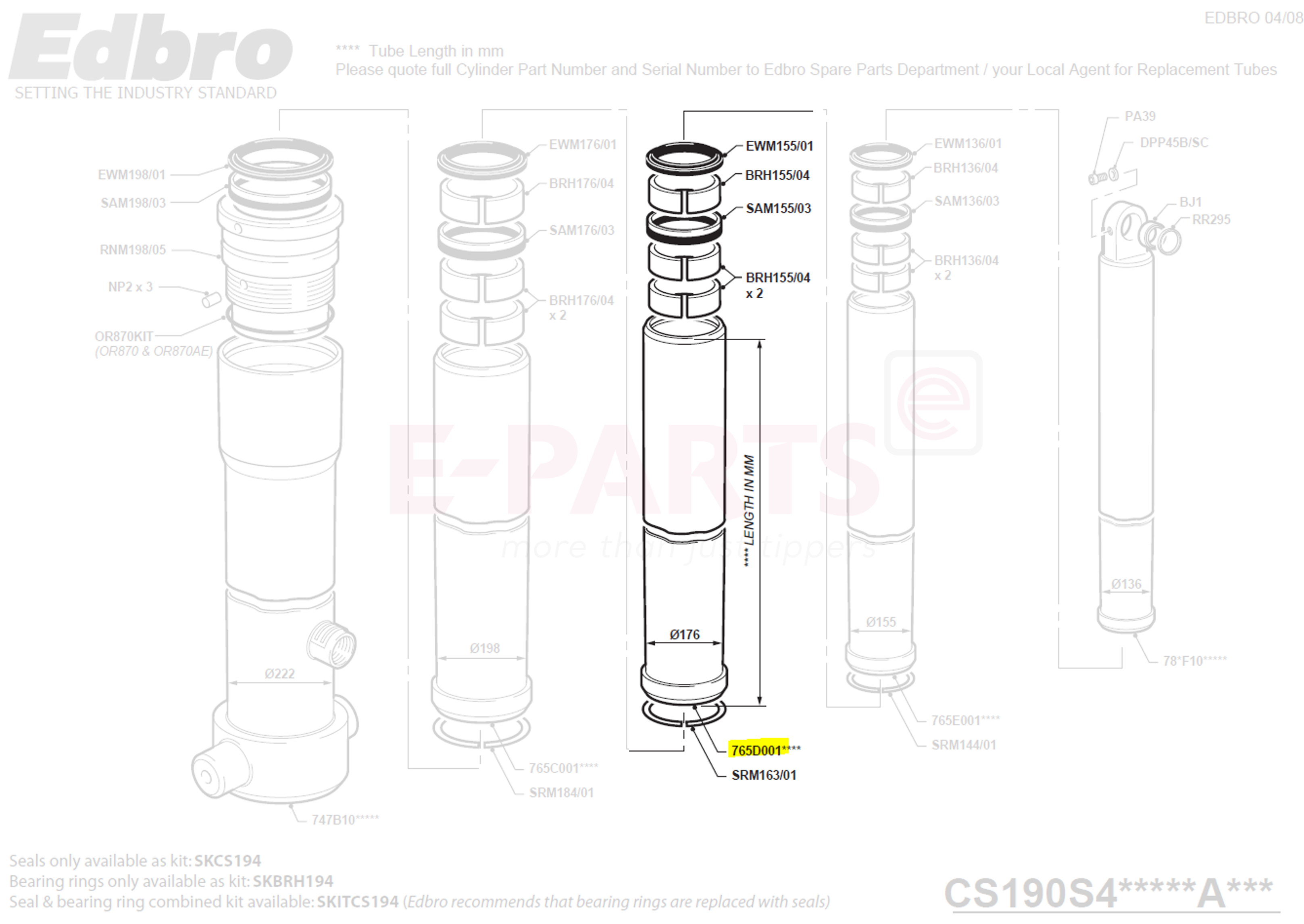 Edbro CS19 2nd stage of ram only 765D001 - Thompsons E Parts